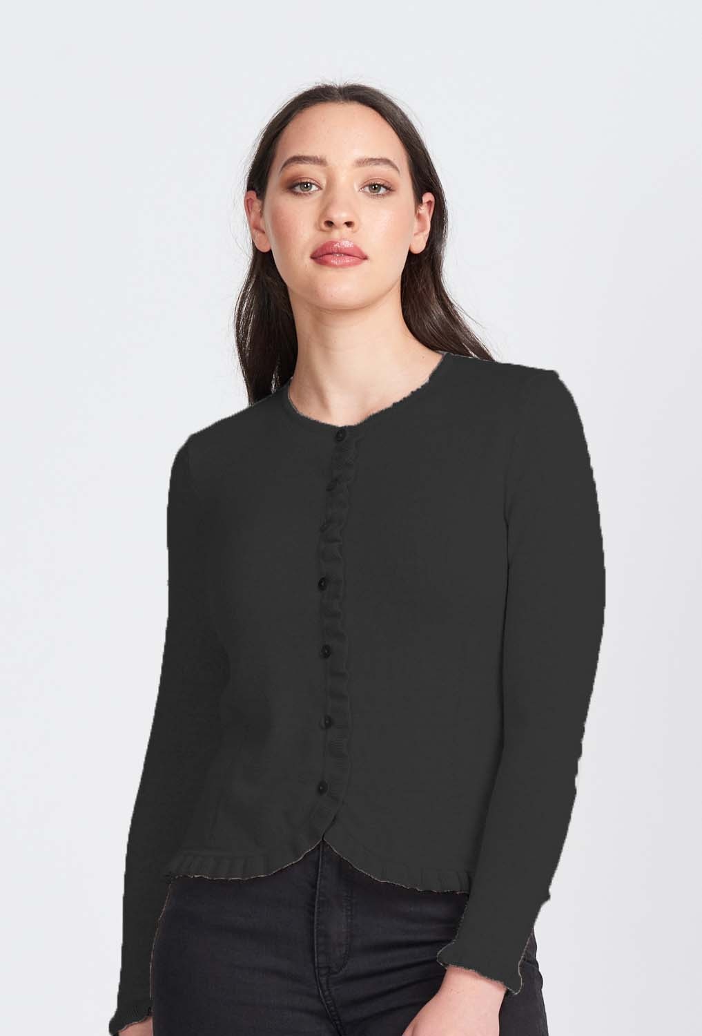 L/S FRILL TRIM CARDIGAN - Women's Knitwear & Cardigans, Jumpers ...