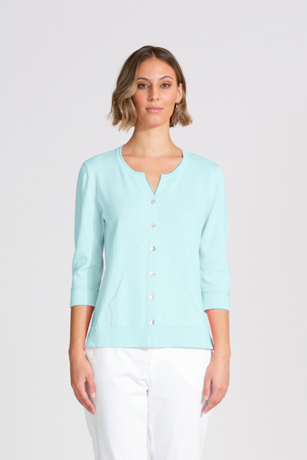 Angle Pocket Women's Cardigan with Cuff Detail - Women's Knitwear ...